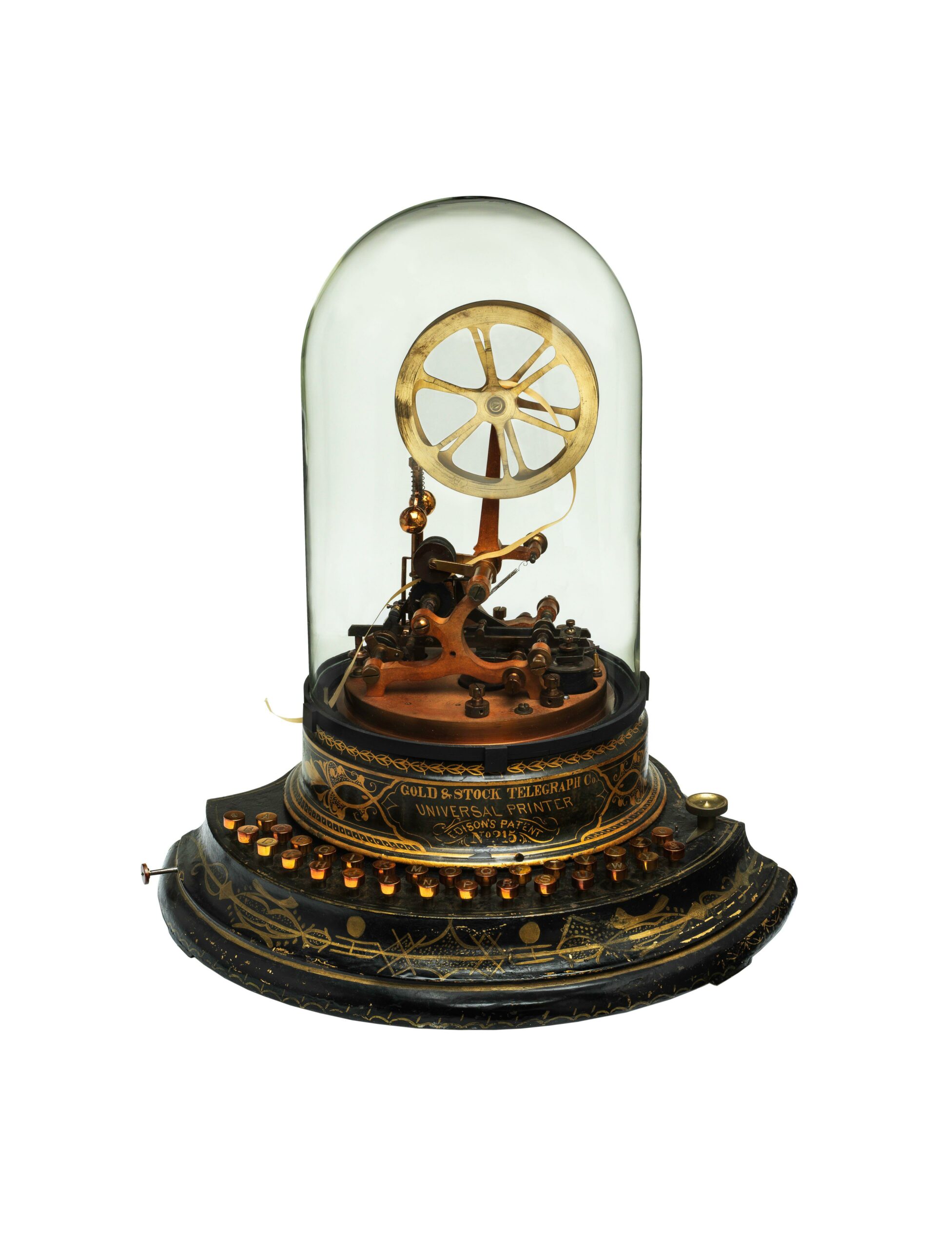 Telegraph ticker receiver, stock ticker tape machine designed by Thomas ...